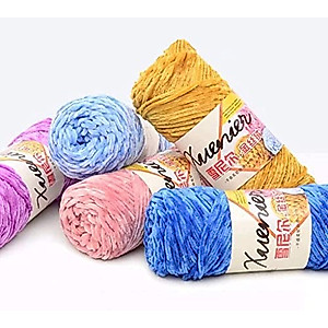Pink Solid Color Hand Woven Thick Crochet Thread Chenille Velvet Yarn Soft Wrapping for Craft Scarves Sports Blankets 100g