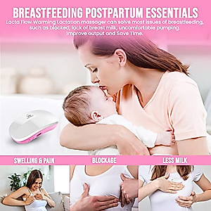 Lacta Flow Warming Lactation Massager Breastfeeding Pumping 2-in-1 Heat & Vibration Relief from Clogged Ducts Mastitis Engorgement Postpartum Essential Improve Milk Flow (1 Pad Pink) 1.0 Count
