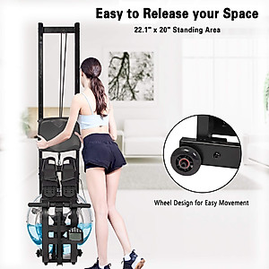 LUCKYERMORE Water Rowing Machine with LCD Monitor for Home/Gym, 265 Lbs Weight Capacity, Adjustable, Space Saving, Mobile, Double Track Indoor Rower Fitness, Black