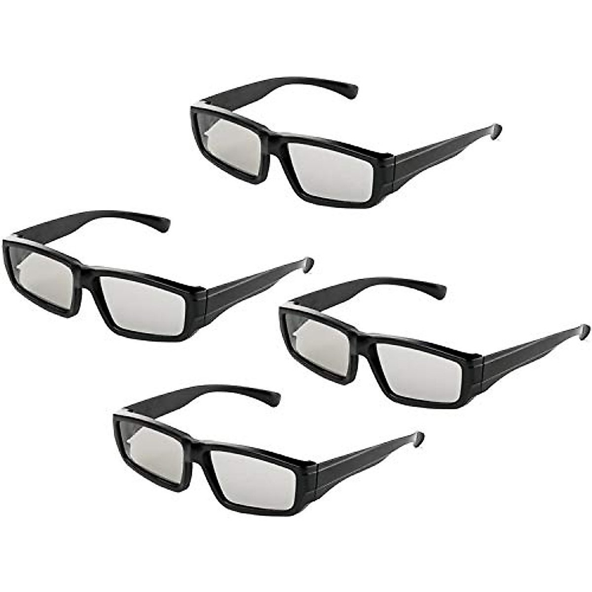 Passive 3D Glasses Polarized Lenses for Passive 3D TVs RealD Cinema Projectors Sony Sharp Samsung LG Philips, Note: Not Compatible with 3D Active Shutter TV Models - 4 Pairs