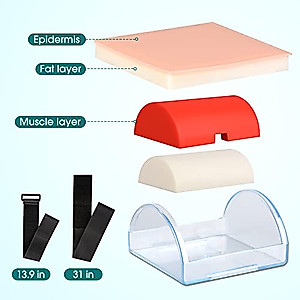 Skillssist IM,SQ Injection Practice Pad Model with Skin, Subcutaneous Tissue and Muscle Layer for Nurse and Medical Student Training, Wearable Design