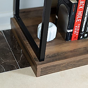 Danya B. Oslo Contemporary Industrial Horizontal 3-Tier Etagere Bookshelf – Standing Open 3-Shelf Bookcase Unit – Black Iron Metal & Maple Finish