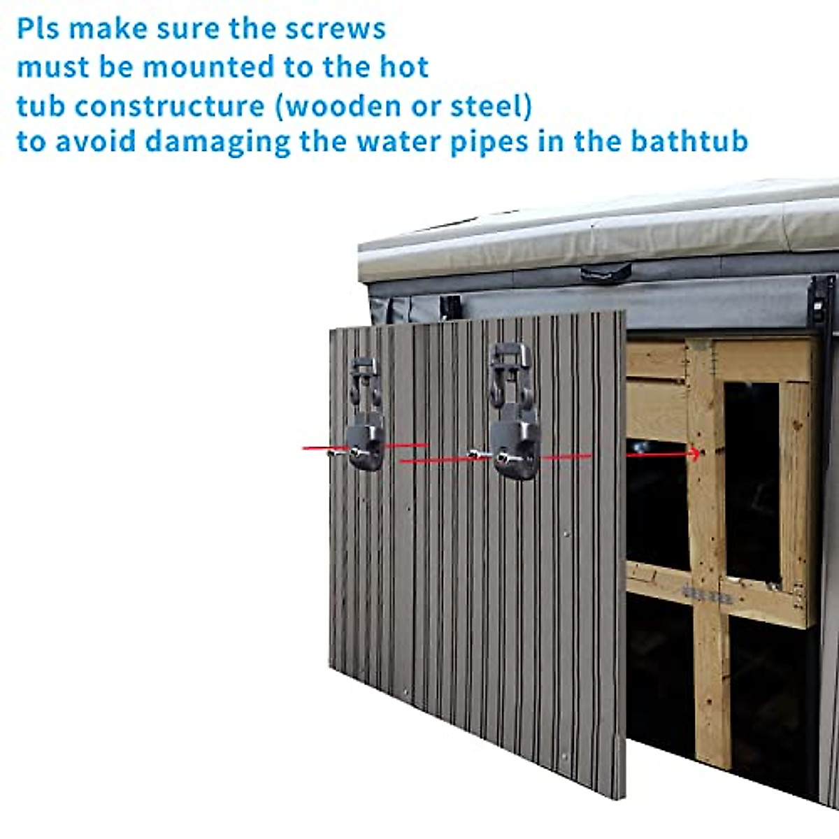 UCEDER 2 PCS Heavy Duty Hot Tub Cover Wind Straps FITS Most SPAS Locks Adjustable Length 67"~116"