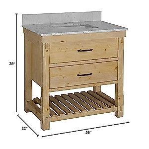 Birmingham 36-inch Bathroom Vanity (Carrara/Driftwood): Includes Driftwood Cabinet with Authentic Italian Carrara Marble Countertop and White Ceramic Sink