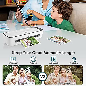 Laminator, A4 Laminator Machine, 9 Inch Cold-Thermal Laminator with 20 Pouches Sheets, 4-in-1 Personal Desktop Laminating Machine Built in Paper Cutter, Corner Rounder, Hole Puncher and Iron Ring