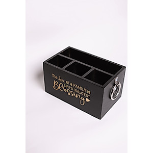 Krazy Case Wooden Kitchen Utensil Holder With 3 Compartments, Trendy Family Quote Utensil Organizer, Countertop Caddy Box, Wooden Utensil Caddy