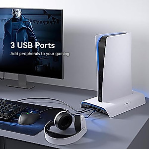 KIWIHOME Cooling Station for PS5 Accessories, Vertical Stand with RGB for Console, 3-Level Fan, Dual Controller Charging Station, 10 Game Slots, Compatible with Disc & Digital Edition