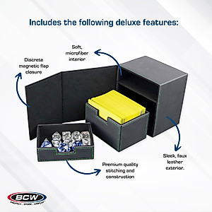 BCW Deck Vault LX 100 - Gray | Card Deck Case with 100 Sleeved Gaming Cards Capacity | For Magic: The Gathering, Pokemon, Commander Decks