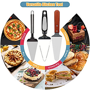 Coitak 3 Pieces Pie Server Set Stainless Steel Cake Spatula Serrated Pizza Spatula Cake Cutter Pie Cutter