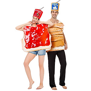 MISS FANTASY Couples Halloween Costumes - 4pcs Peanut Butter And Jelly Costumes For Adults Matching Halloween Costumes Easy Halloween Costume Diy Best Friend Costumes