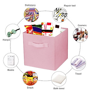 Zuihug 2 Pcs Storage Cubes, 10.5 Inch Collapsible Storage Bins, Fabric Foldable Bins for Organization, Durable Storage Bins for Closet, Shelves, Offices (Pink)