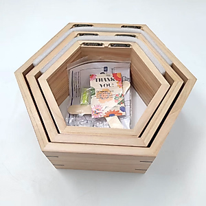 CYYZB Hexagon Floating Shelves,Set of 5 Honeycomb Shelves for Wall,Rustic Brown Wood Farmhouse Storage Home Decor Shelf,Wall Mounted Wooden Hexagonal Shelves for Bedroom Living Room