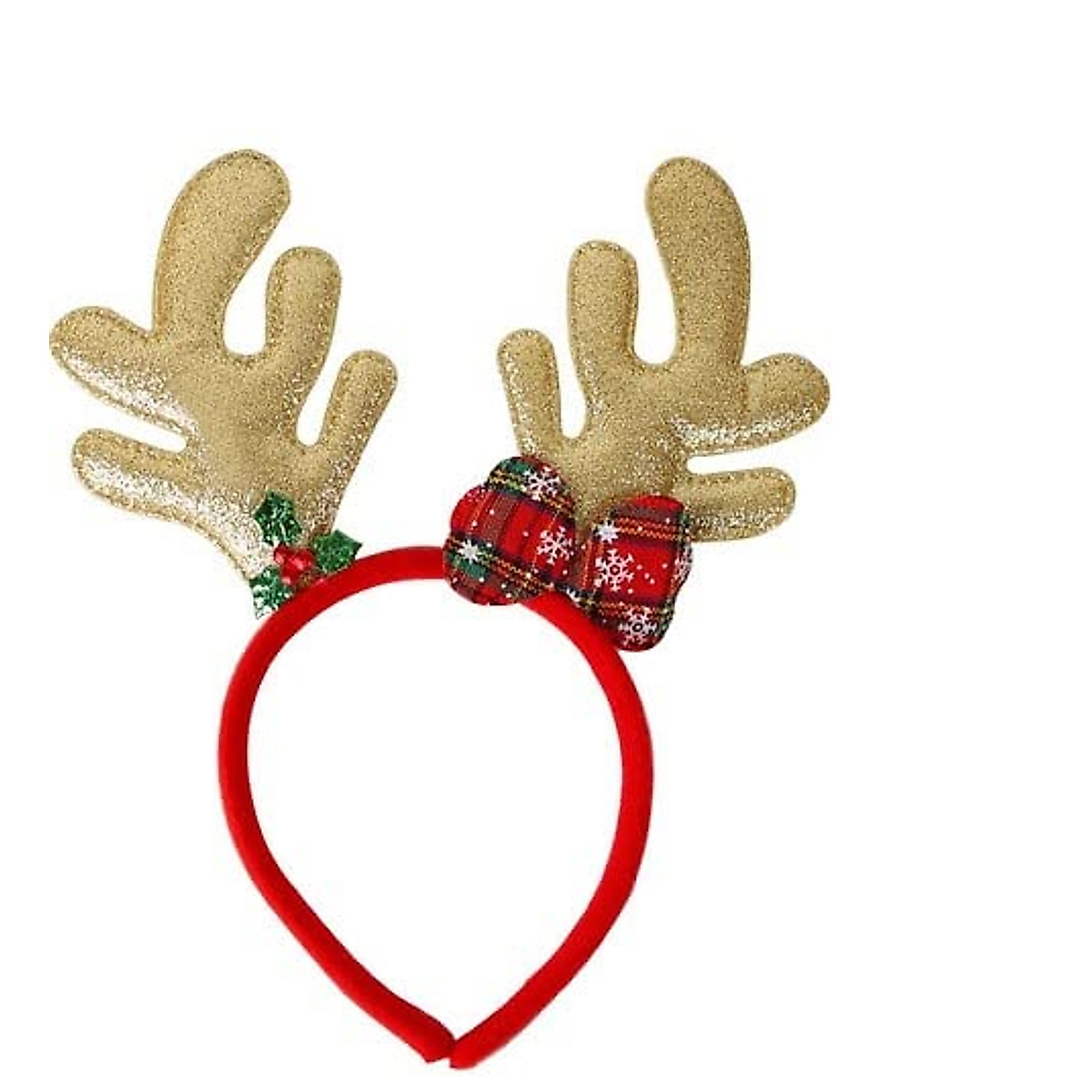 2PC Christmas Pets Dog CAT Puppy Kitten Headbands (Gold Reindeer Ear/Green Tree)