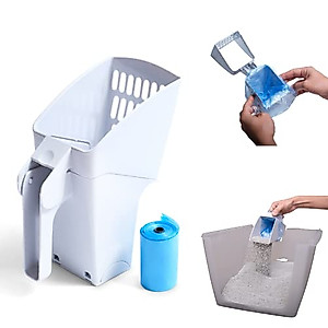 PURRFECT POUCH Cat Litter Shovel | Built-in Cat Litter Scooper with Holder | Scoop and Bag at the Same Time | Includes 1 Roll of Waste Bags
