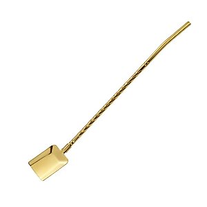Drinking Spoon Straws Stainless Steel Spoon Straws Reusable Metal Cocktail Spoons Straws For Milkshake, Smoothies(twisted square,gold)
