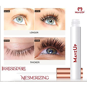 MaveUp Eyelash Growth Serum Booster. Enhanced Length. Works Like Magic. Fuller Lashes & Mesmerizing Look. Nourishing. Thicker. Longer. Your Secret to Gorgeous Eyes. Alluring. Must Have.