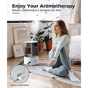 BREEZOME 4L Humidifiers for Bedroom, Essential Oil Diffuser, Top Fill Cool Mist Ultrasonic Humidifiers for Baby, Plants, Nursery, Humidifiers for Large Room Last up to 50 Hours, Quiet Operation