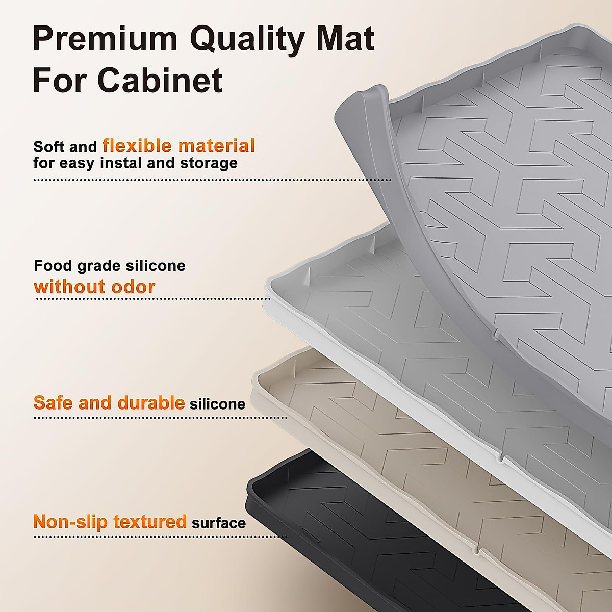 Sevenblue Under Sink Mat for Kitchen Waterproof, 34" × 22" Under Sink Liner and Protector for Bottom of Kitchen Sink, Bathroom Silicone Basin Undersink Mat Cabinet Shelf Drip Tray(Grey)