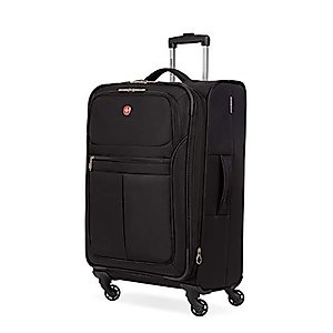 SwissGear 4010 Softside Luggage with Spinner Wheels, Black, Checked-Medium 23-Inch