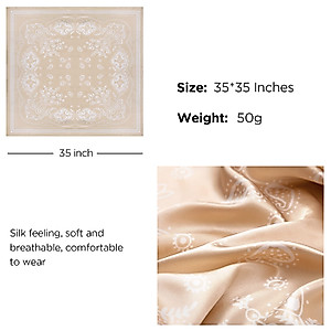 HBselect 4PCS Head Scarf for Women 35” Head Scarves Silk Like Satin Neck Scarfs Square Bandana Hair Wraps Scarf for Sleeping