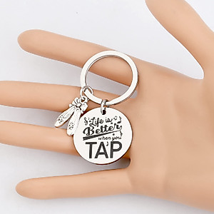 UJIMS Life is Btter When You Tap Dance Step Keychain Dancers Gift Dance Teacher Keychain Dance Recital Gifts for Her (Dance Step Keychain)