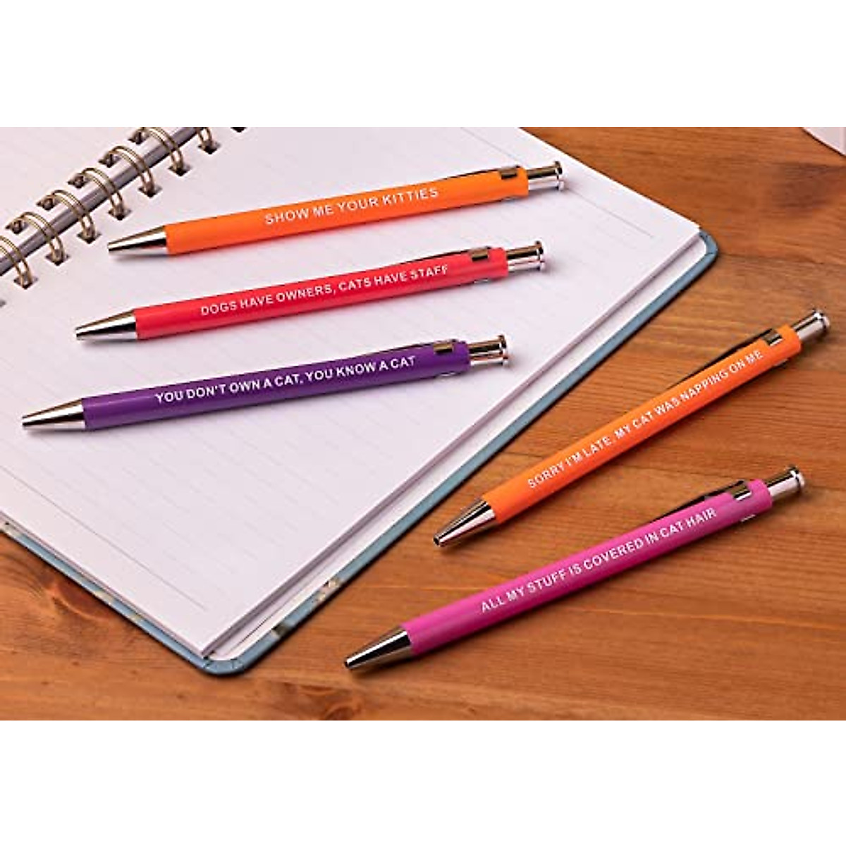 MilkToast Brands Funny Cat People Pens, A snarky gag gift for pet owners or coworkers, Black pens, CP101