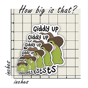 Akira Giddy Up Sluts Frog Sticker, Cowboy Hat Sticker, Cute Frog Stickers, Animal Sticker, Water Assitant Die-Cut Vinyl Funny Decals for Laptop, Phone, Water Bottles, Kindle Sticker