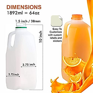 [50 PACK] Empty Plastic Juice Bottles with Tamper Evident Caps 64 OZ - Half Gallon, Smoothie Bottles - Ideal for Juices, Milk, Smoothies, Picnic's and even Meal Prep by EcoQuality Juice Containers