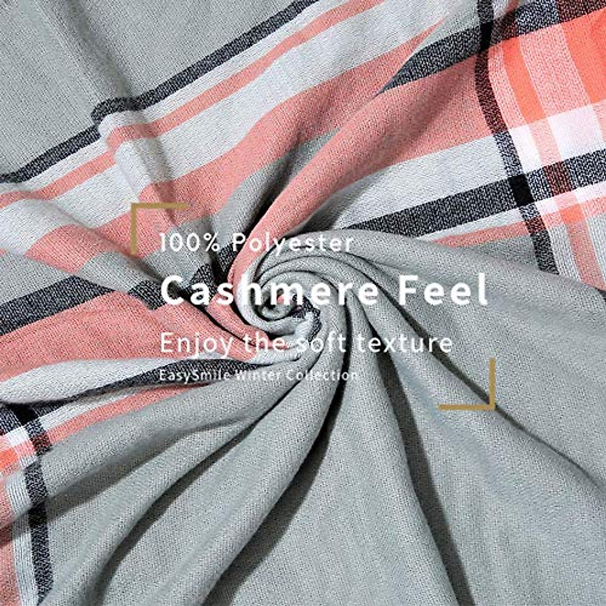 EasySmile Womens Buffalo Plaid Blanket Scarf Long Shawls Warp Fashion Tartan Knit Winter Warm Cashmere Lattice Scarves