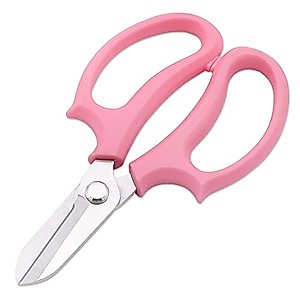 RUNGANG Floral Shears, Premium Stainless Steel Garden Pruning Shears Floral Fruits Leaf Scissors, Comfortable Hand Pruner Snip Trimming Tool for Gardening Flower Arrangement - Pink