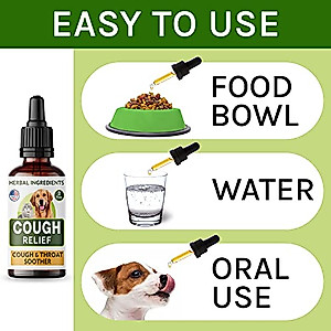Kennel Cough Herbal Drops for Dogs & Cats - Cough Relief - Throat Soother - Homeopathic Respiratory Support - Dry, Wet Pet Cough and Cat Asthma, Sinus Congestion Treatment - Made in US - 2 Fl Oz