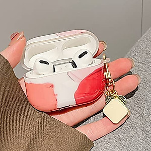 Compatible with airpods pro case Cover for Women with Keychain Fun for airpods case pro Cute red for Girls