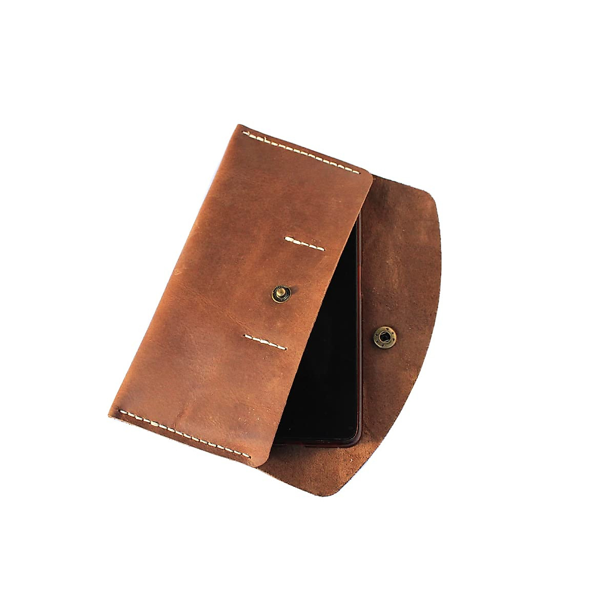 Handmade Leather Wallet with Card Slots, Coin Pocket, Large Capacity Long Envelope Wallet Tan Brown