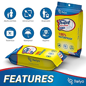 Toilet Seat Covers Disposable 100% Waterproof (20 Pack) - XL Disposable Toilet Seat Covers for Adults and Kids Potty Training - Travel Accessories for Public Restrooms, Airplane, Camping