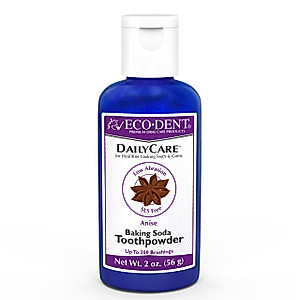 Eco-Dent DailyCare Baking Soda Toothpowder, Anise – SLS & Fluoride-Free Toothpaste Powder with Minerals & Essential Oils, Toothpaste Alternative + DailyRinse Single-Use Pack