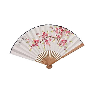 Chinese Fan Floral Folding Fans Hand Held Fans Paper Bamboo Fans Hand Drawn Floral Pattern Hollowed Hand Fans For Women And Men Japanese Fan (Color : Onecolor)