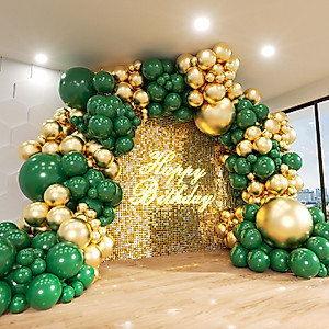 ADOINBY Green and Gold Balloon Arch Kit, 140Pcs Emerald Forest Hunter Dark Green Metallic Gold Balloon Garland Kit for Wedding, Engagements, Birthday, Baby Shower, Anniversary Party Decorations