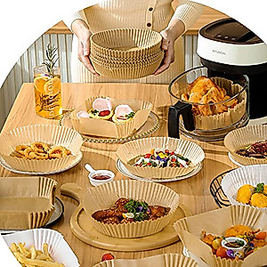 AILIFEER Disposable Air Fryer Paper Liners for Ninja DZ201 DZ401 DZ550 DZ090 AD350CO Foodi,Rectangular Non-Stick Parchment Paper,for Air Fryer Oven Microwave(brown)