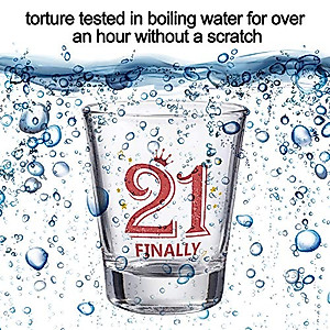 2 Pieces Finally 21 Shot Glass 2 oz 21st Birthday Shot Glass Decoration for Celebrating Friends Sisters Women Turning Twenty One Party Supplies