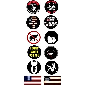 12 pcs Construction Worker Hard Hat Sticker Set, 2 inches - Hardhat Decals Helmet Label Rude Funny