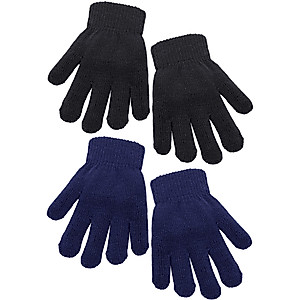 Cooraby 2 Pairs Kid's Thick Magic Gloves Toddler Winter Stretchy Warm Full Fingers Gloves Mittens