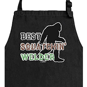 ThisWear Welder Gifts For Men Best Squatchin Welder Two Pocket Adjustable Bib Apron Black