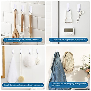 Gluest 20pcs Adhesive Wall Hooks with 20 Adhesive Strips, Wall Hooks for Wall No Damage, Removable Wall Hooks for Hanging, Coat Hooks, Key Hooks & Key Holder, Robe Towel Hooks Hanger