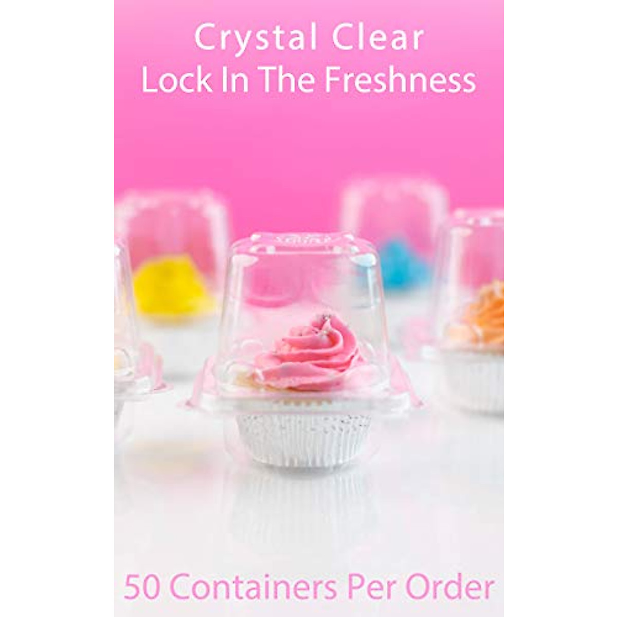 Stack'nGo Cupcake Containers - Bulk Pack | Plastic Disposable Cup Cake Boxes Carrier Holder Box (50 Carriers, 1 Single Serve)