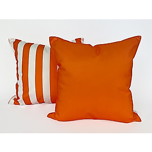 Ensperta Pack of 2 Outdoor 20&#039;&#039;x20&#039;&#039; Solid Waterproof Orange Throw Pillow Covers Decorative Square Patio Pillows for Patio Furniture