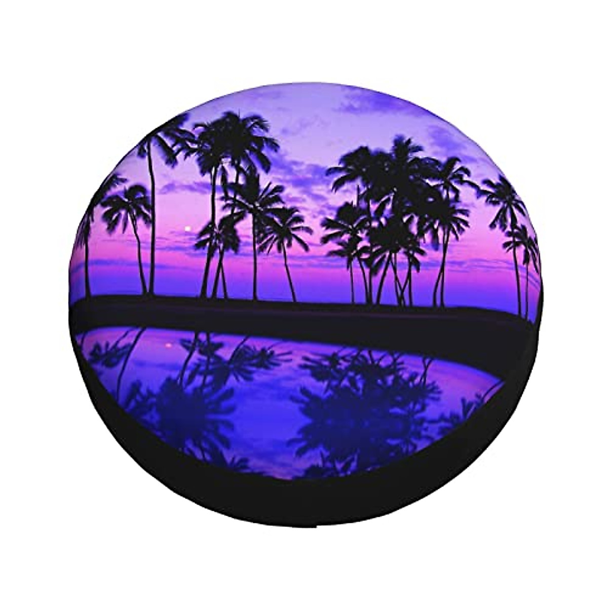Palm Tree Purple Sunset Spare Tire Cover Wheel Protectors Cover Weatherproof Sun Protection Tyre Covers,14" 15" 16" 17"