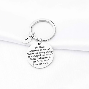 BNQL Semicolon Keychain I Am The Storm Keychain Inspirational Gifts Motivating Jewelry Gifts for Friend (keychain)