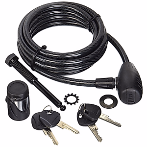 Hollywood Racks Locking Threaded Hitch Pin Bolt with Security Cable Lock Black, 1/2-13 TPI