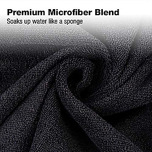 Eurow Microfiber Salon Towels, 16 by 29 Inches, Black, Pack of 10