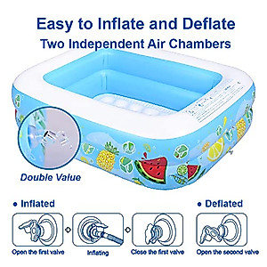 Inflatable Kiddie Pool, 47"x35"x13" Baby Pools with Inflatable Soft Floor, Durable Blow Up Pools for Kids, Backyard, Garden